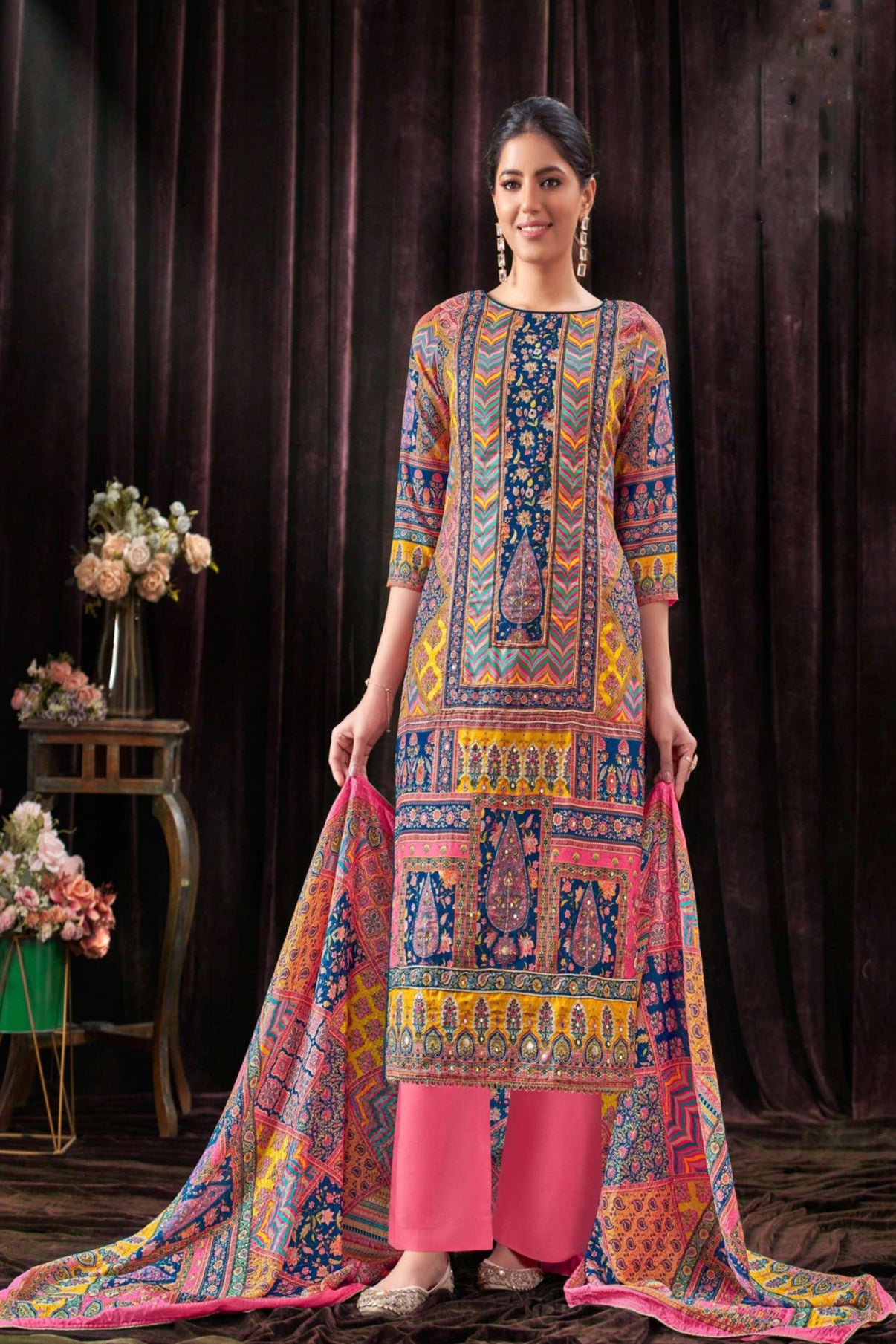 New Designed Pure Maslin Fabric Salwar Kameez Pant Suit's ...